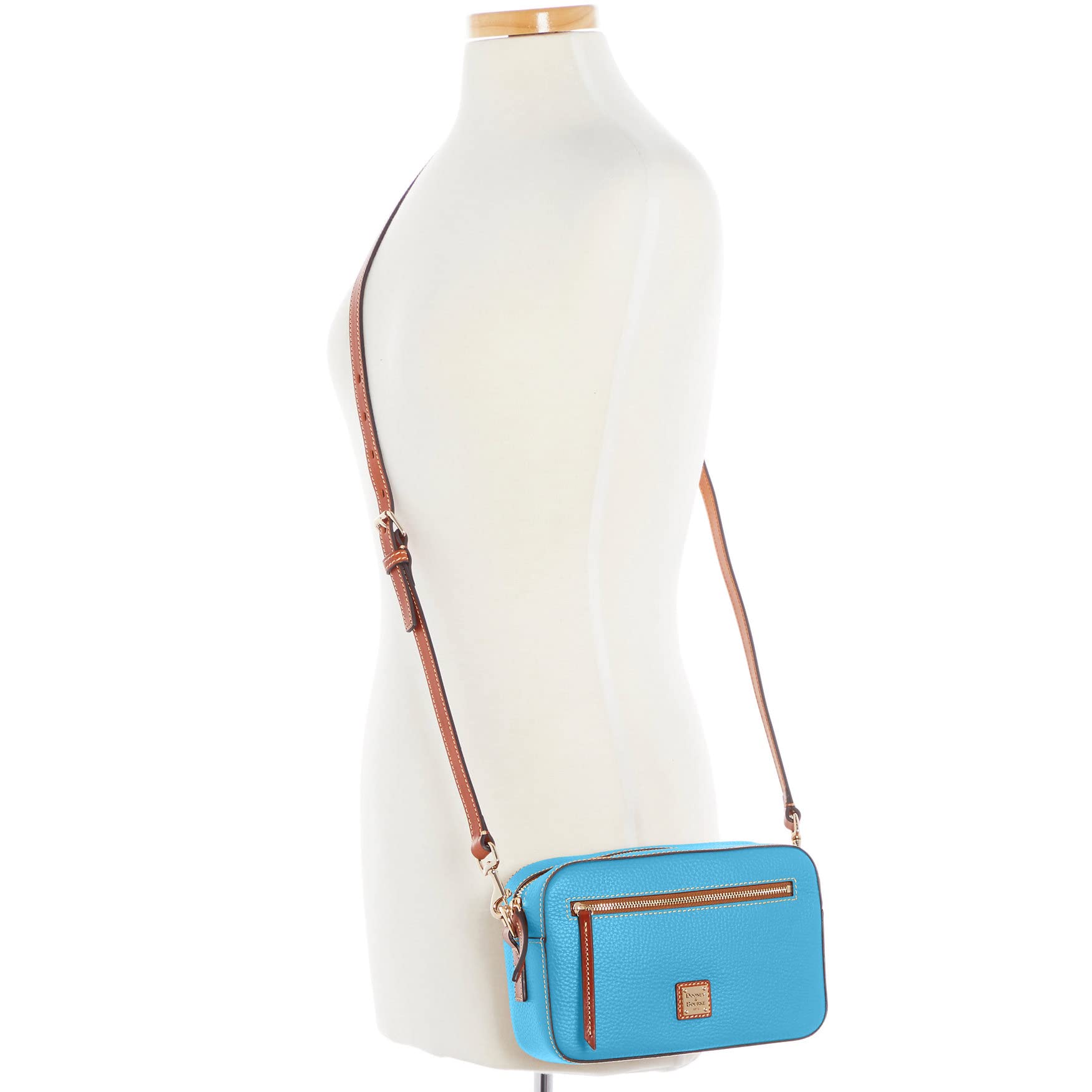 Dooney & Bourke Handbag, Pebble Grain Camera Zip Crossbody - Sky Blue