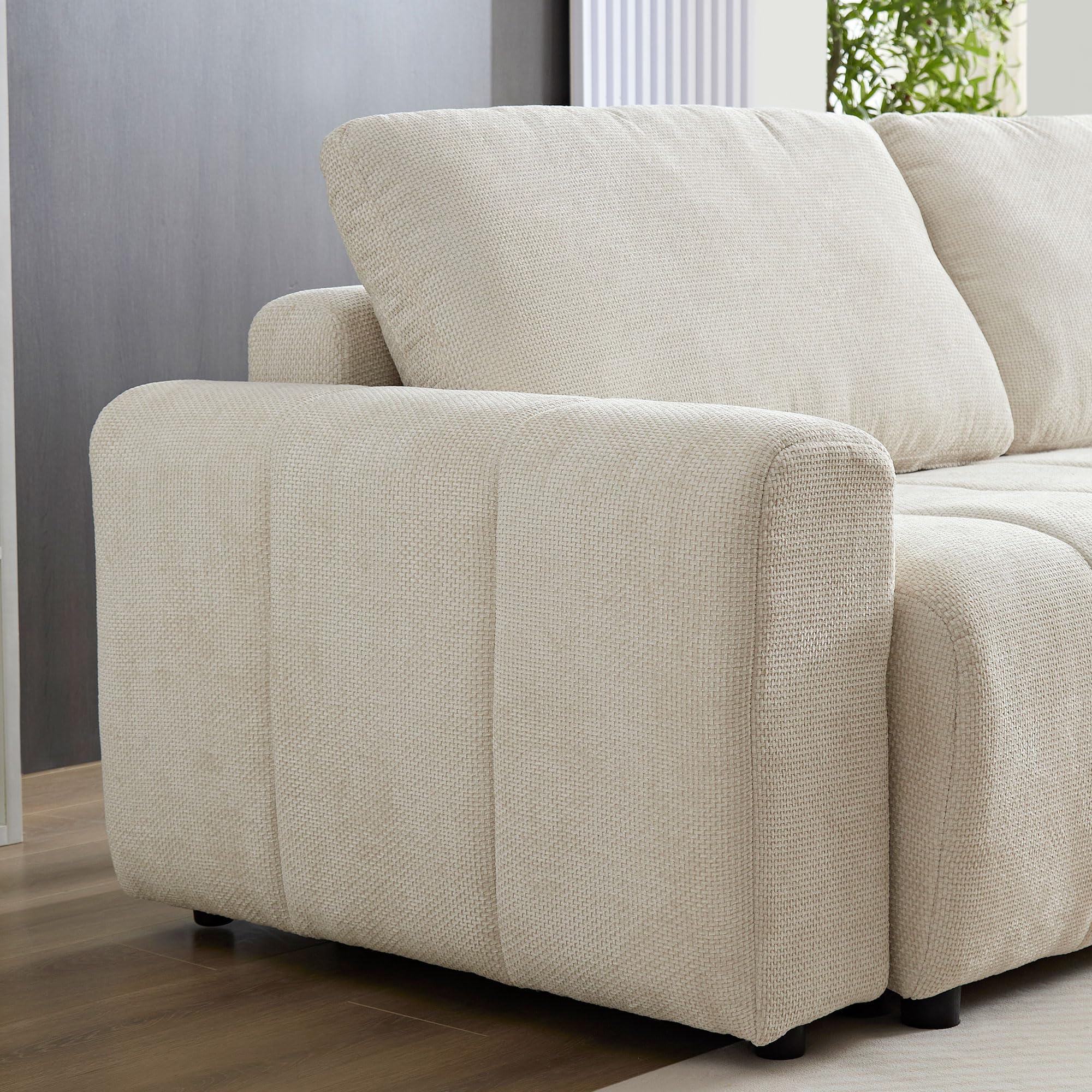 FANYE 3 in 1 Oversized Loveseat Sleeper Sofa W/Pull Out Couch Bed and Padded Armrests Convertible Queen Size Sofabed for Home Office Apartment Living Room(Available in Black/Gray/Beige/Pink)