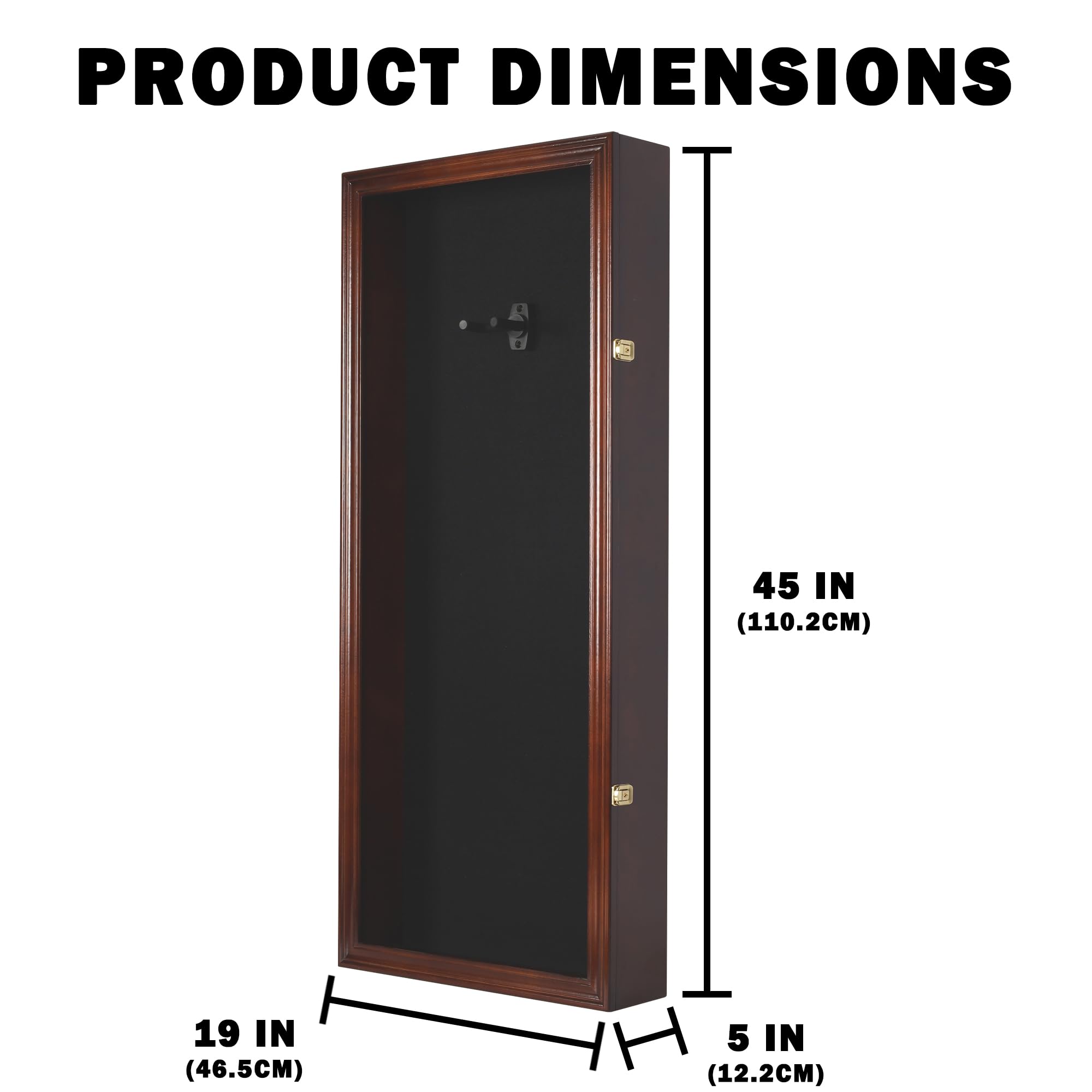DisplayGifts 42" Electric Guitar Display Case Cabinet Hanger UV Protection Mahogany Finish