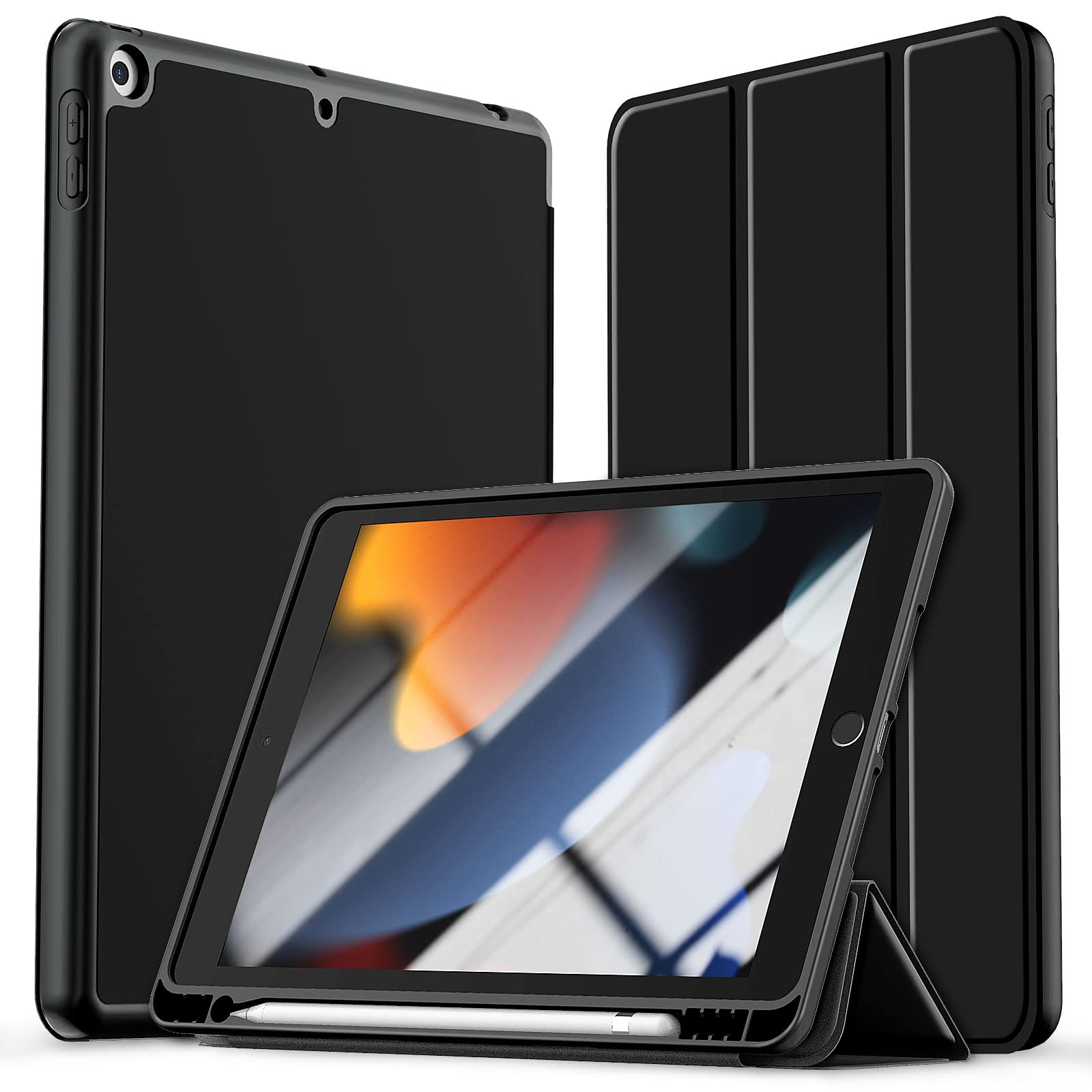 Gahwa iPad 10.2 inch Case 9th Generation 2021/ iPad 8th Generation 2020/ iPad 7th Generation 2019 Case, Full Body Protective Filio Smart case Cover with Wake/Sleep Feature(White)