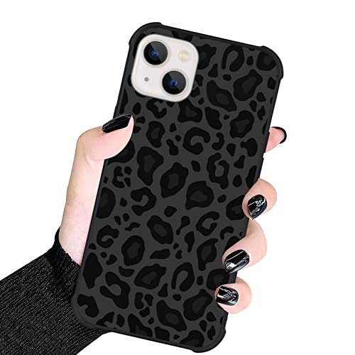KANGHAR Case Compatible with iPhone 13,Black Leopard Design,Tire Texture Non-Slip +Shockproof Rugged TPU Protective Case for iPhone 13 6.1 Inch (2021) Leopard Pattern