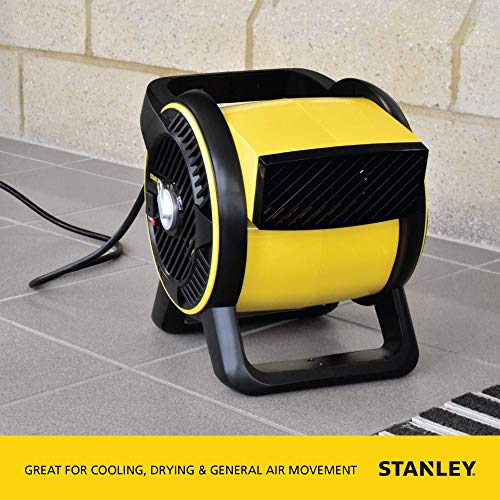 STANLEY High Velocity Pivoting Head Blower Fan โ Utility Air Mover for Drying or Ventilating Home or Construction Site. Daisy chain compatible (ST-310A-120)