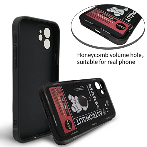 JHLZSST for iPhone 12 Cute Case, Cool Cartoon Space Rocket Design Stylish Bumper Soft TPU Rubber Protective Anti-Slip Shockproof Fashion Case Man Women,Black