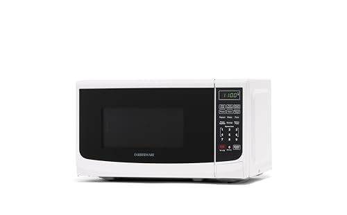 Farberware Countertop Microwave 700 Watts, Cu. Ft. - Microwave Oven With LED Lighting and Child Lock - Perfect for Apartments and Dorms - Easy Clean Grey Interior, Retro White