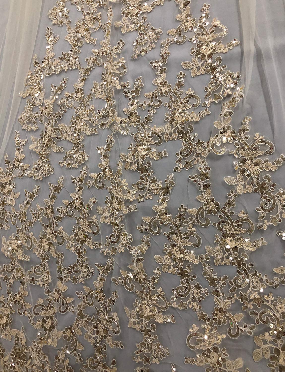 FAIOKAVER Wedding Veils Cathedral Length 1 Tier Sequins Lace Applique with Comb