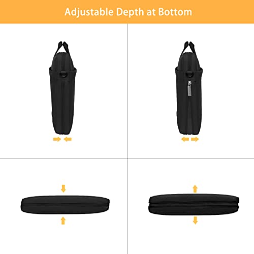 MOSISO Laptop Shoulder Messenger Bag Compatible with MacBook Air/Pro,13-13.3 inch Notebook,Compatible with MacBook Pro 14 2023-2021 A2779 M2 A2442 M1 with Adjustable Depth at Bottom, Black
