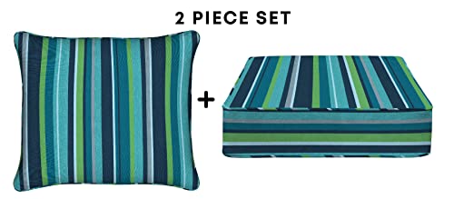 Honeycomb Outdoor Stripe Poolside Deep Seating Patio Cushion Set: Resilient Foam Filling, Weather Resistant and Stylish Set, Seat: 24" W x 23" D x 6.5” T; Back: 27" W x 24” L