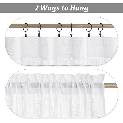 RYB HOME Semi Sheer Curtains Window Treatments for Living Room Bedroom Sliding Door, White, W 52 x L 95, 2 Panels