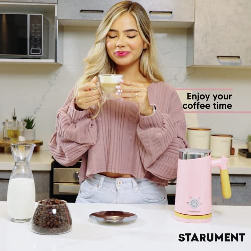 Starument Electric Automatic Milk Frother/ Foamer & Heater for Coffee, Latte, Cappuccino, Other Creamy Drinks - 4 Settings for Cold/ Airy Milk/ Dense Foam & Warm Milk - Easy to Use