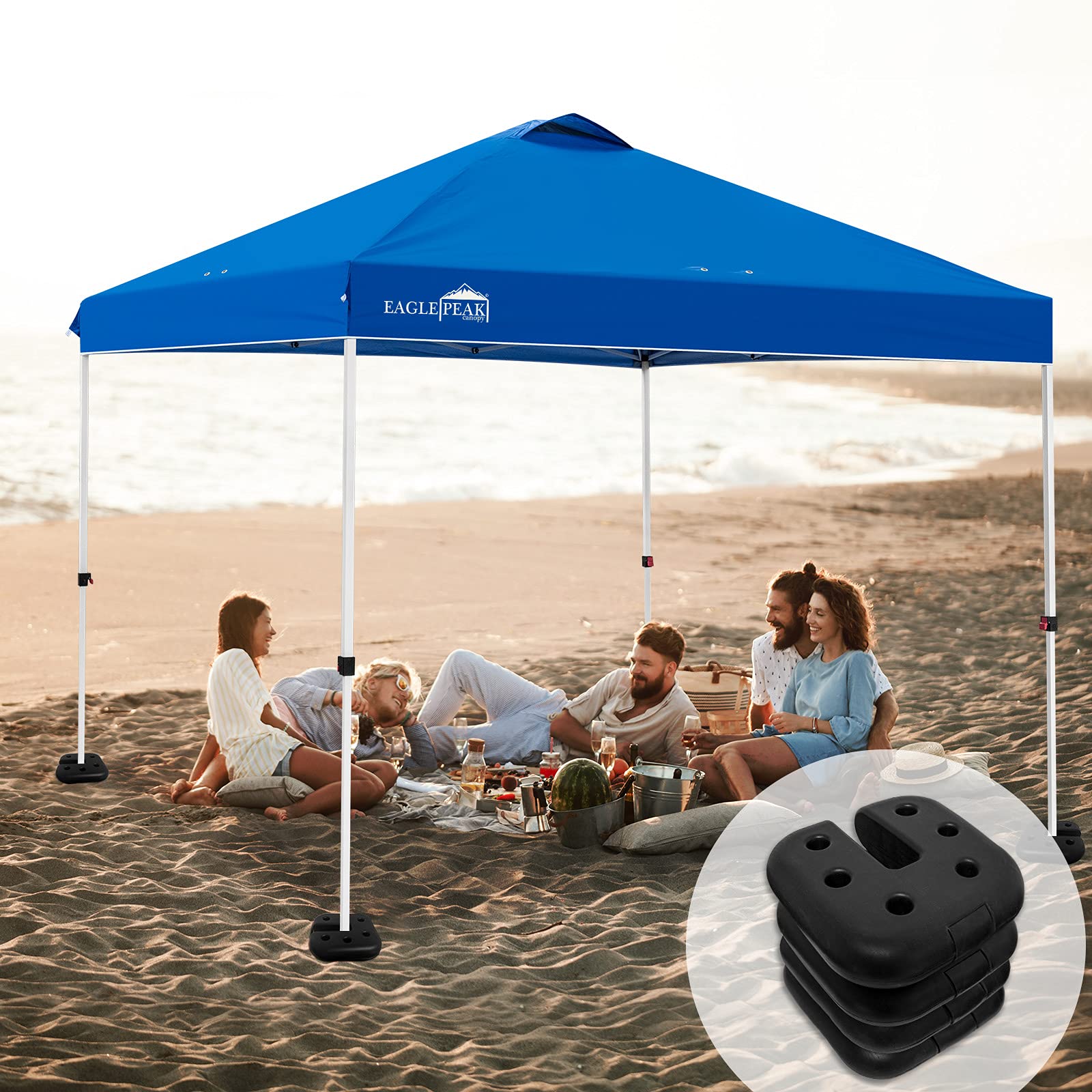 EAGLE PEAK Canopy Weight Plates 4-Set for Pop up Canopy, Tent, Gazebo, Umbrellas, Tent Weights for Legs, 20 lbs, Black
