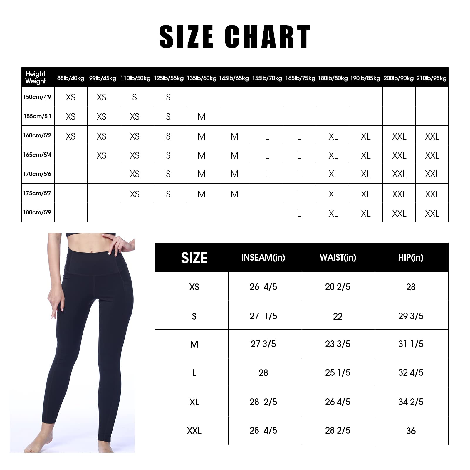 EHKAH Women's Yoga Pants Soft High Waisted Workout 7/8 Length Leggings with Pockets (Complimentary Armband) Black