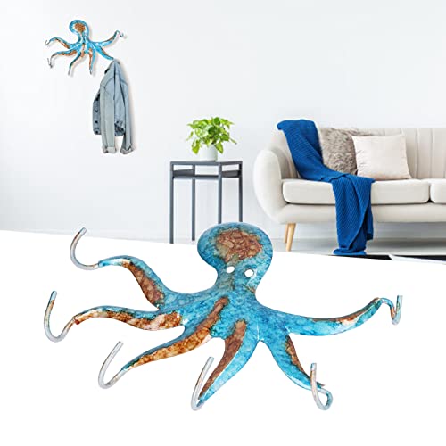 Octopus Key Holder, Unique Shape Iron Octopus Hook,Metal Hooks Wall Mounted Iron Octopus Hook,Space Saving Metal Hooks for Bedroom Bathroom Kitchen, Octopus Key Holder, Unique Shape Iron Octopus