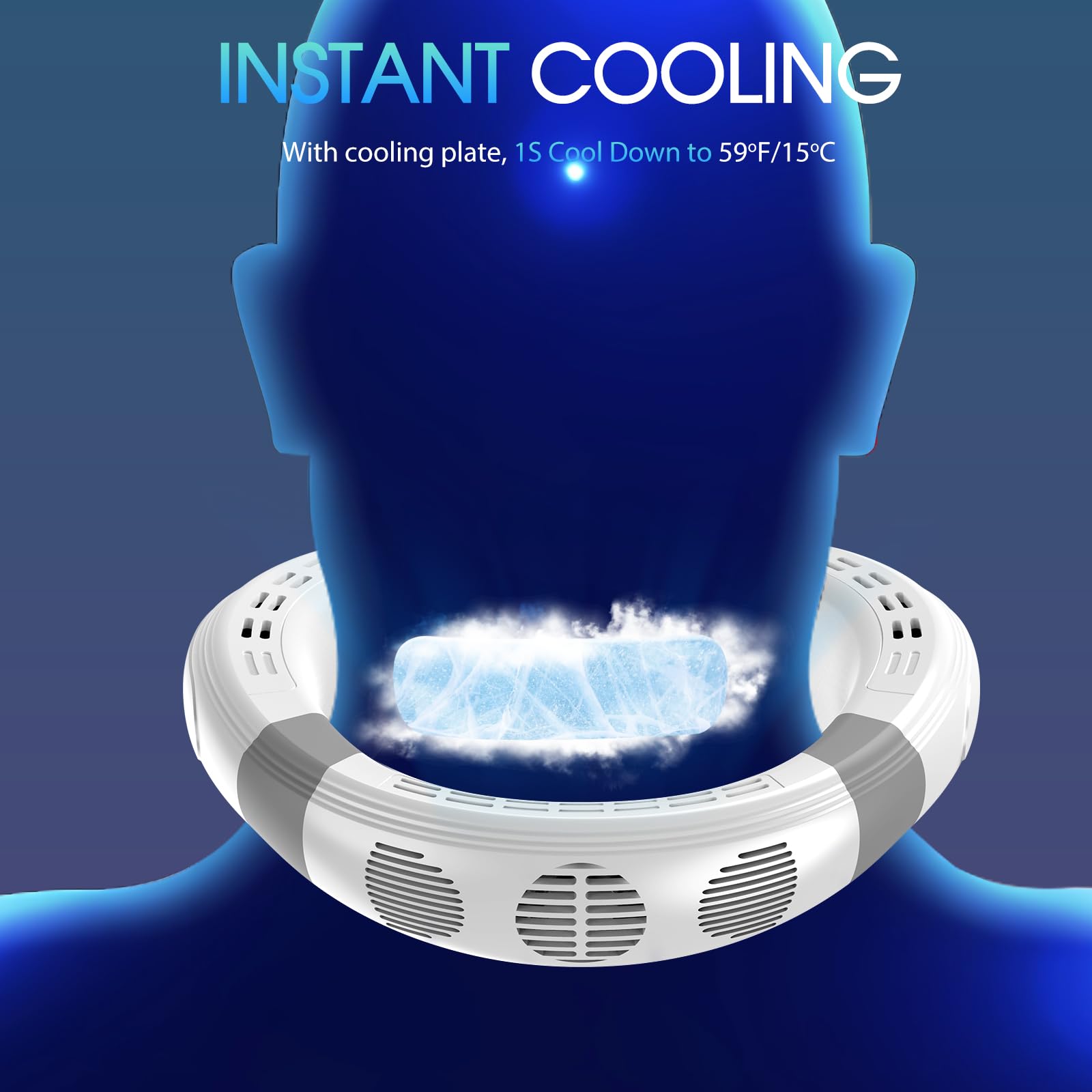 FAMOTANSIA Neck Fan with Cooling Plate|Neck Air Conditioner|4400mAh Rechargeable Battery Operated|Cooling Neck Fan for Women and Men(White)