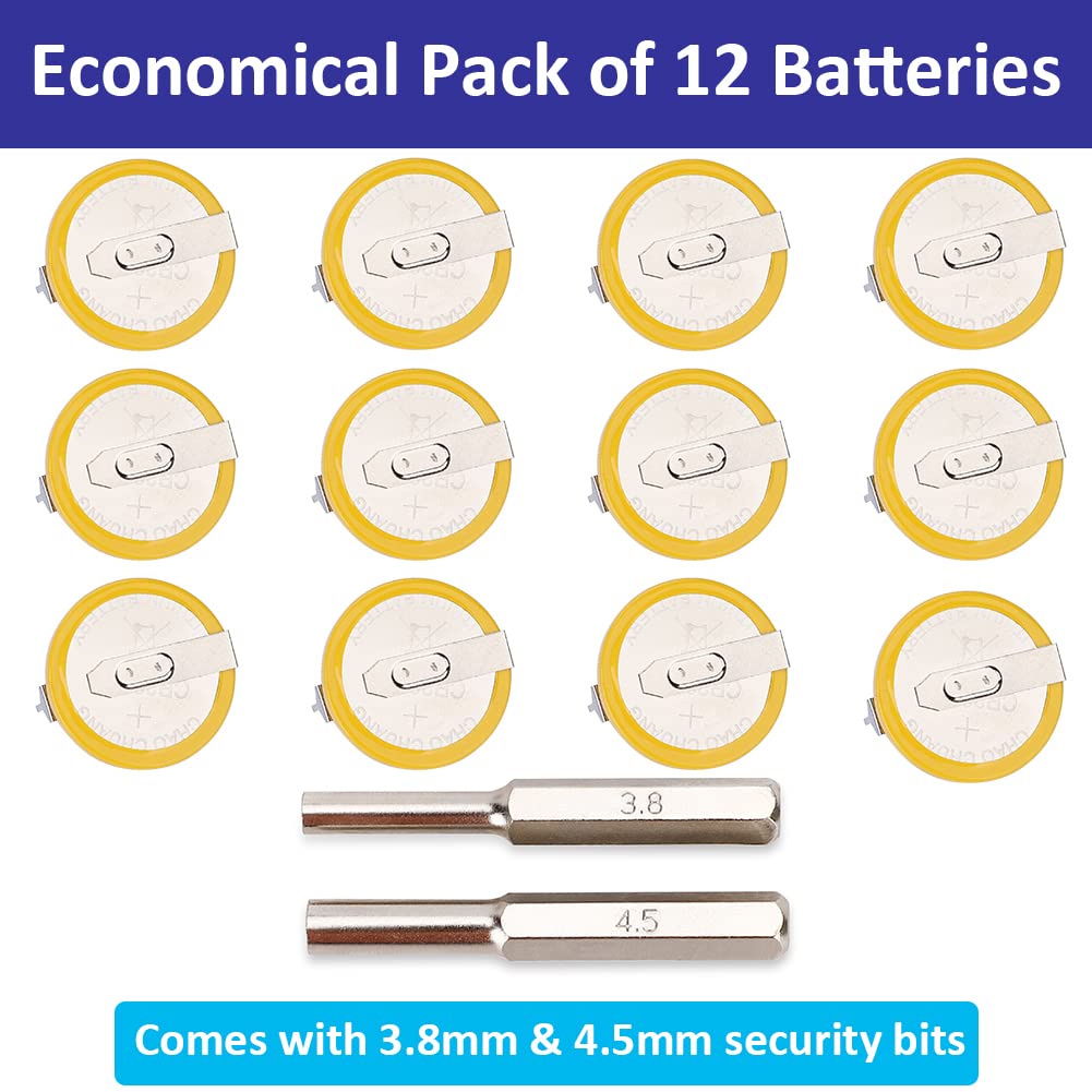 Enerpe CR2032 with Solder Pins 3V Replacement Battery for NES SNES N64 Save Game Cartridge 12-pack