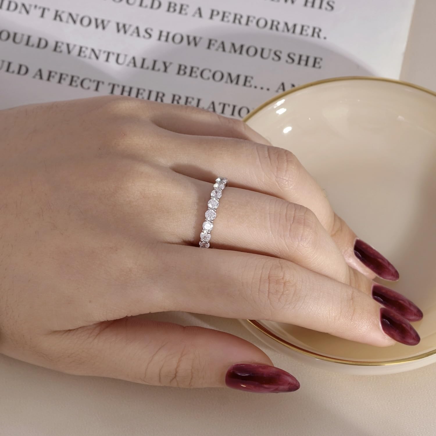 DIAMONBLISS Round Cut Eternity Ring For Women | Rhodium Plated 925 Sterling Silver Infinity Band |2.5-Carats Cubic Zirconia CZ Simulated Diamond, Size 8