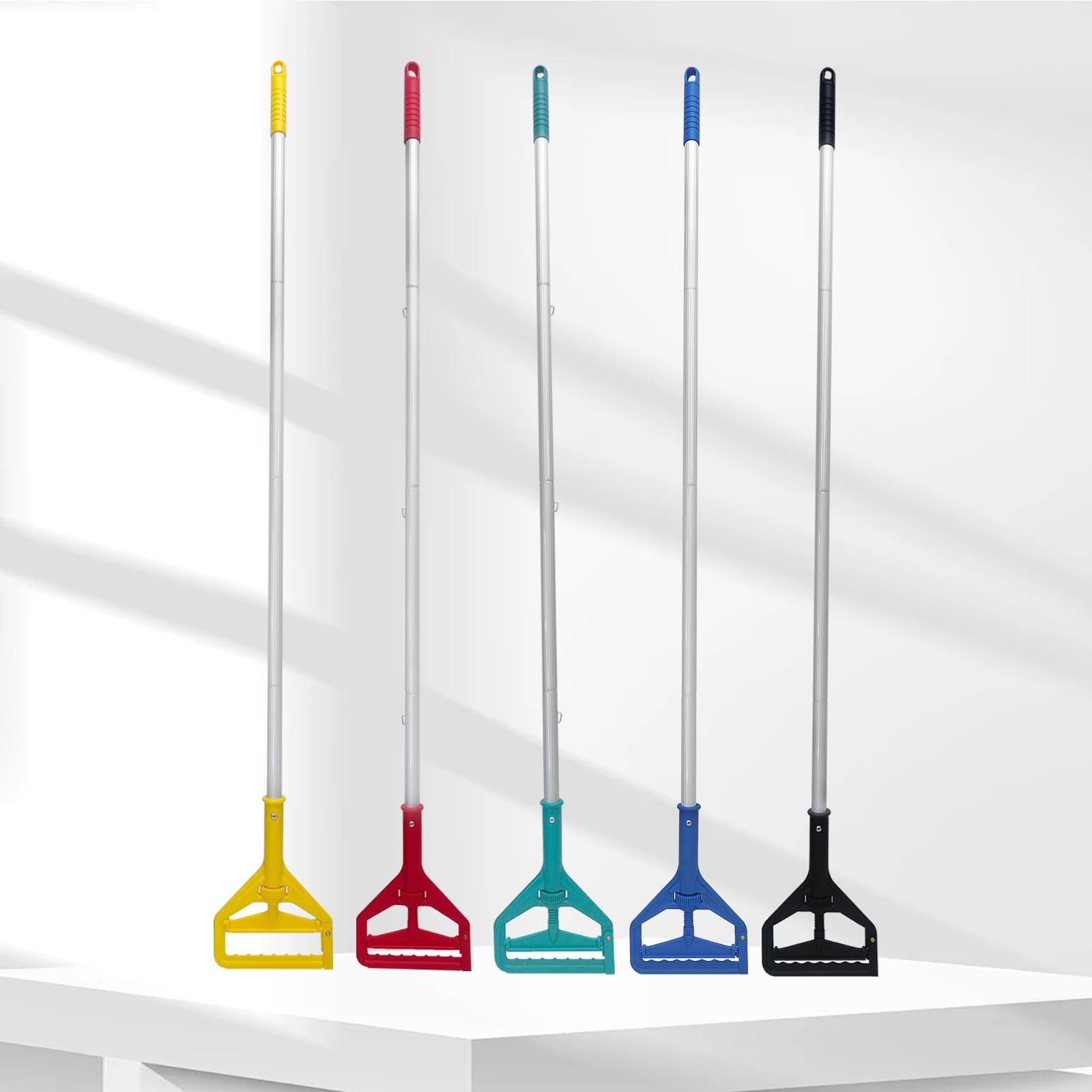 KLHB-YF 60" Heavy Duty Fiberglass Wet Mop Handle,Screw Clamp Mop Handle, Aluminum Rod, 60”, Heavy Duty Commercial Industrial Mop Handle for Floor Cleaning-Black