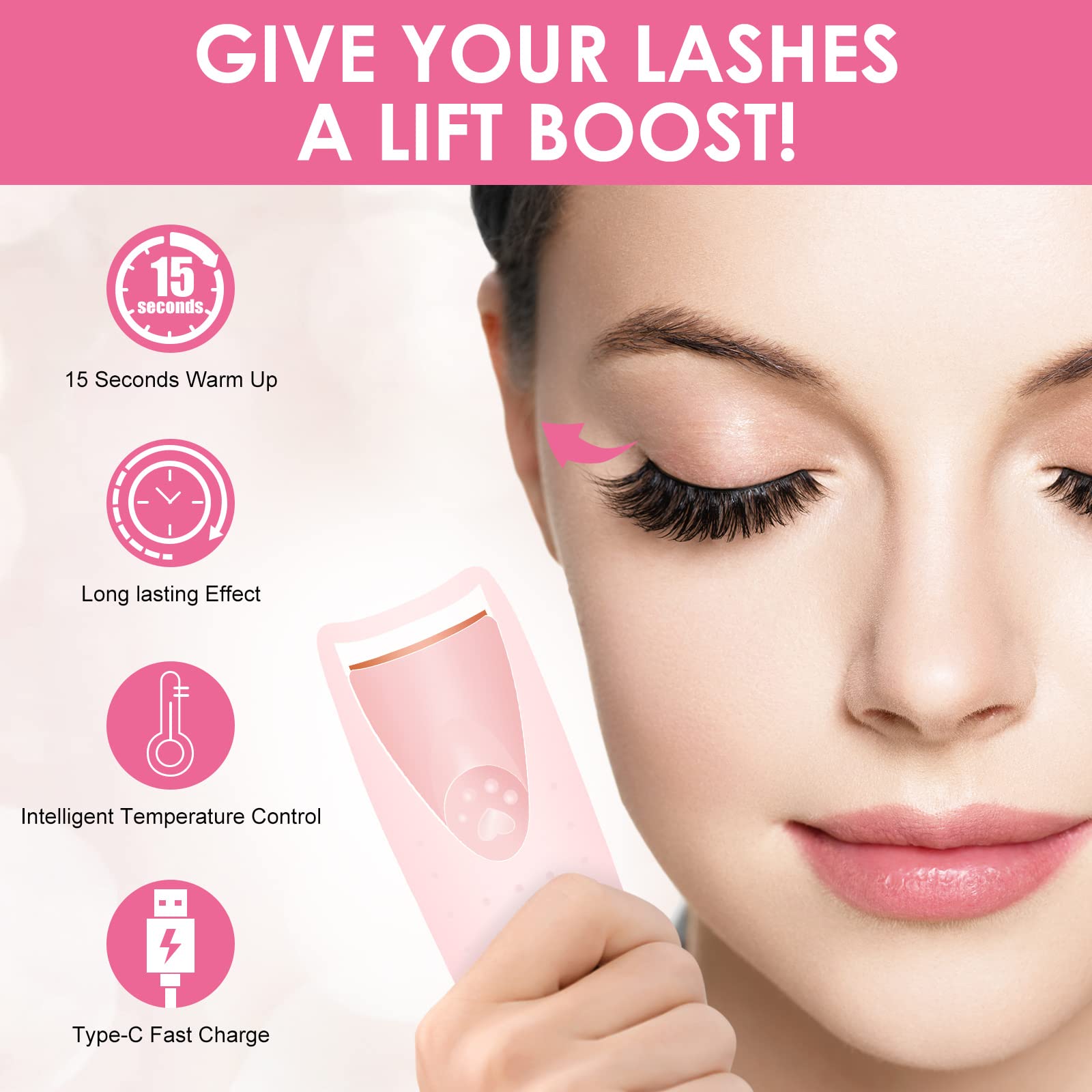 Heated-Eyelash-Curlers USB-Rechargeable-Electric-Eyelash-Curler-with-3-Temperature-Modes Quick-&-Long-Lasting