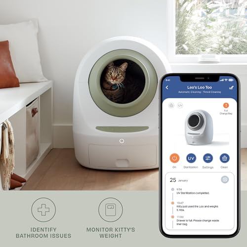 Leo's Loo Too by Casa Leo - No Mess Automatic Self-Cleaning Cat Litter Box Includes Charcoal Filter, Built-in Scale, Smart Home App with Voice Control
