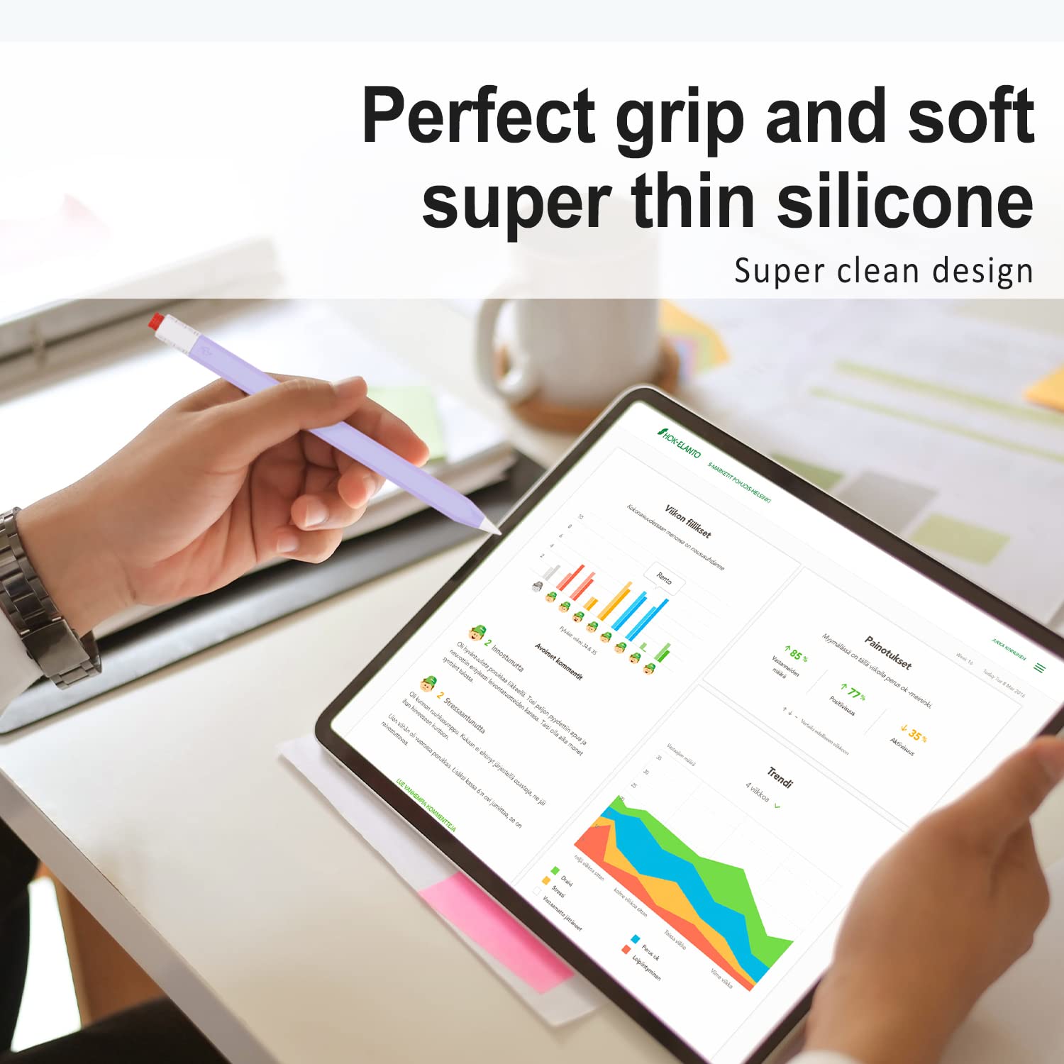 iPad Pencil Case, Compatible with Apple Pencil 2nd Generation Cover, Durable Silicone, Comfortable Soft, Compatible with Magnetic Charging and Double Tap (Cartoon Purple)