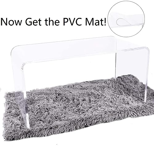 Odoor Direct Modern Acrylic Coffee Table, 32" x 16" x 16" Waterfall Acrylic Side Table with PVC Mat, 0.5" Thick Rectangle Clear Coffee Table for Living Room, Bedroom, Bathroom, Clear