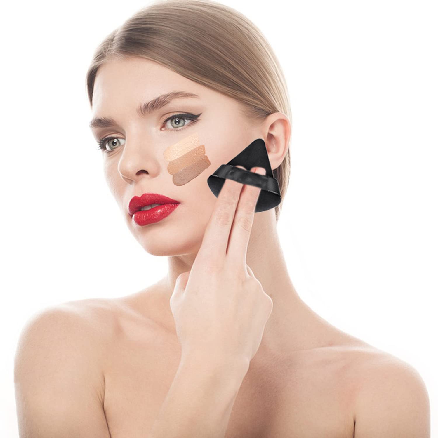 Heatless Hair Curler Face Makeup Soft Triangle Heatless Hair Curler - forOvernight Heatless Curls, Washable Reusable Wedge Shape Velour Cosmetic Sponge Makeup Tool