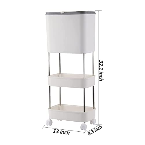 Reliable1st Movable Stackable 3-Layer Trash Can Sorting Garbage Can Household Dry Wet Separation with 25 PCS Drawstring Trash Bags for Kitchen Bathroom & Bedroom, 24L / 6 Gallon , White