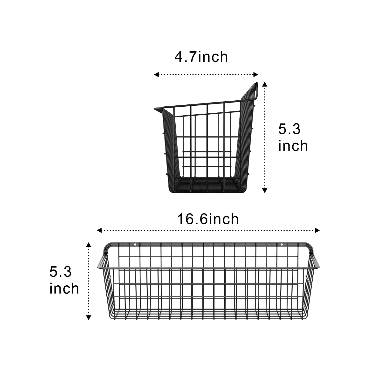 iSPECLE 2 Pack Black Metal Wall Baskets, Add Storage Space in Bathroom Kitchen, Durable and Sturdy, Easy to Install, Hanging or Nailed