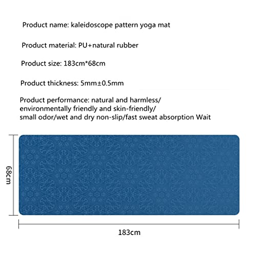 EKDSPW Kaleidoscope Pattern PU Natural Rubber Yoga Mat Sports Fitness Thickened Widened Large (Color : A, Size