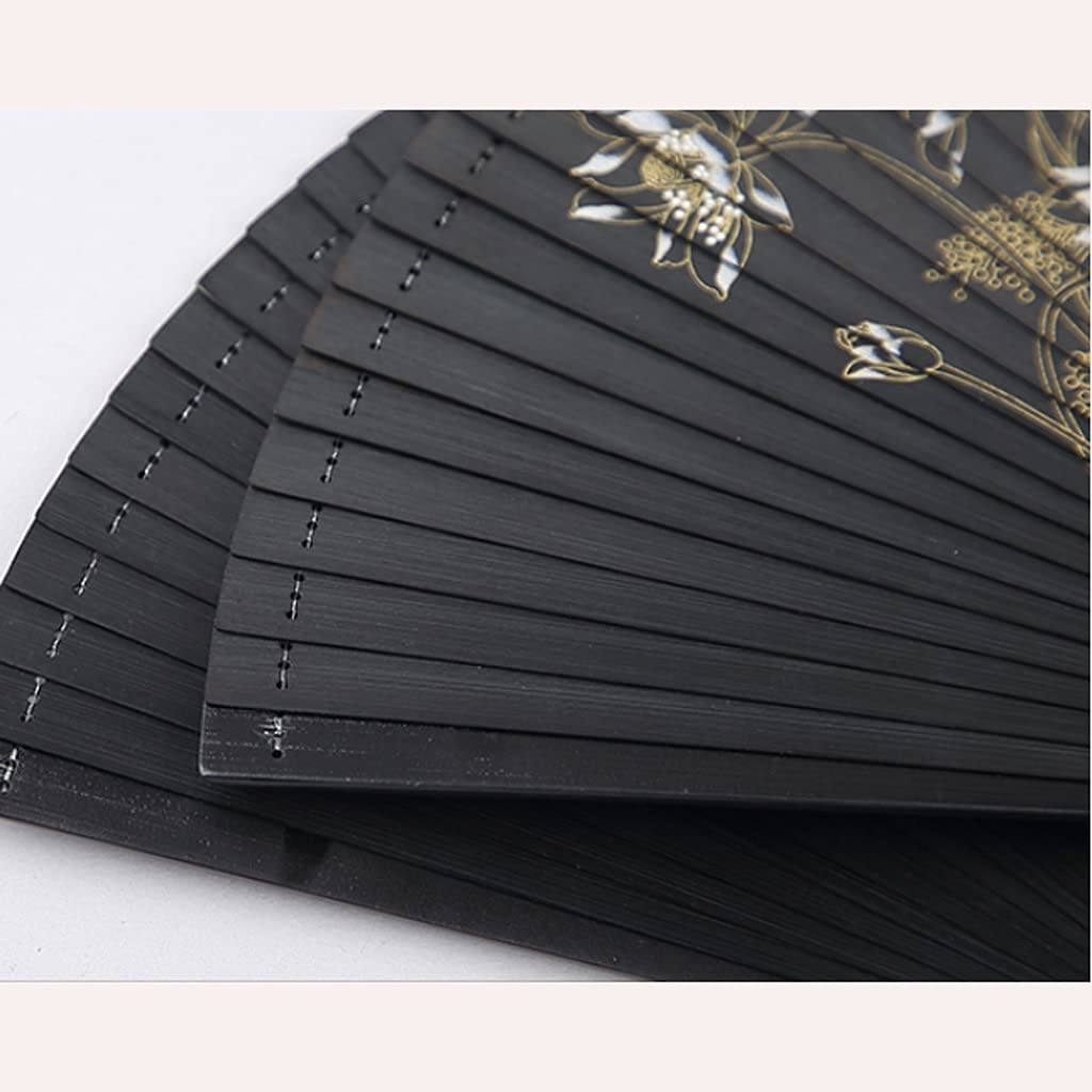 Folding Fan Hand Fan All Bamboo Fan Folding Fan Chinese Style Female Handmade Japanese Ancient Style Folding Hanfu Dance Fan Portable Fan (Blue)