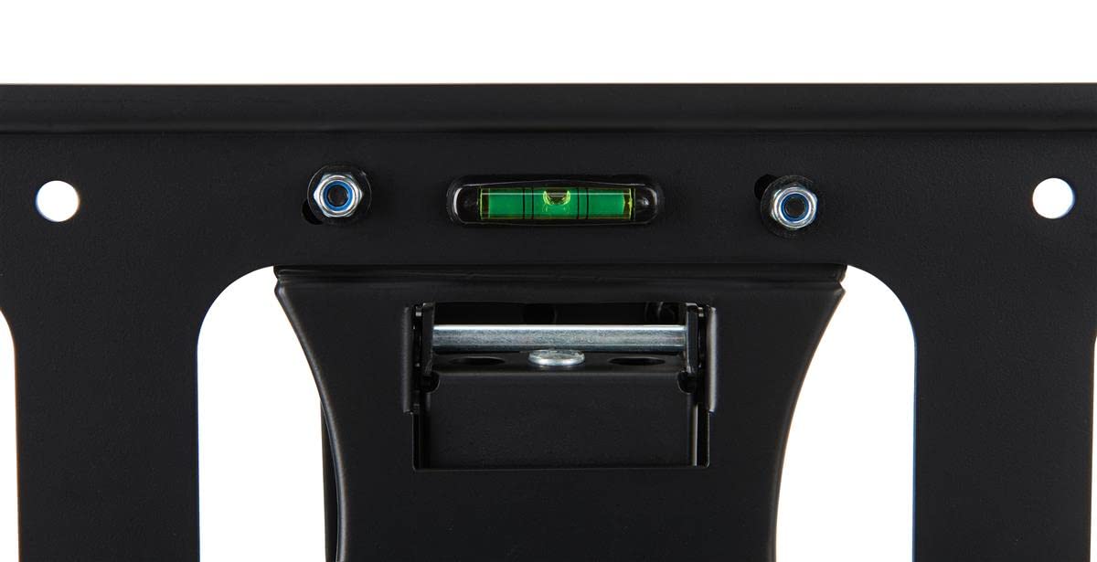 Displays2go Television Stand with Floor Mount, Steel Construction, Horizontal Orientation β Black (TVSVM3270B)