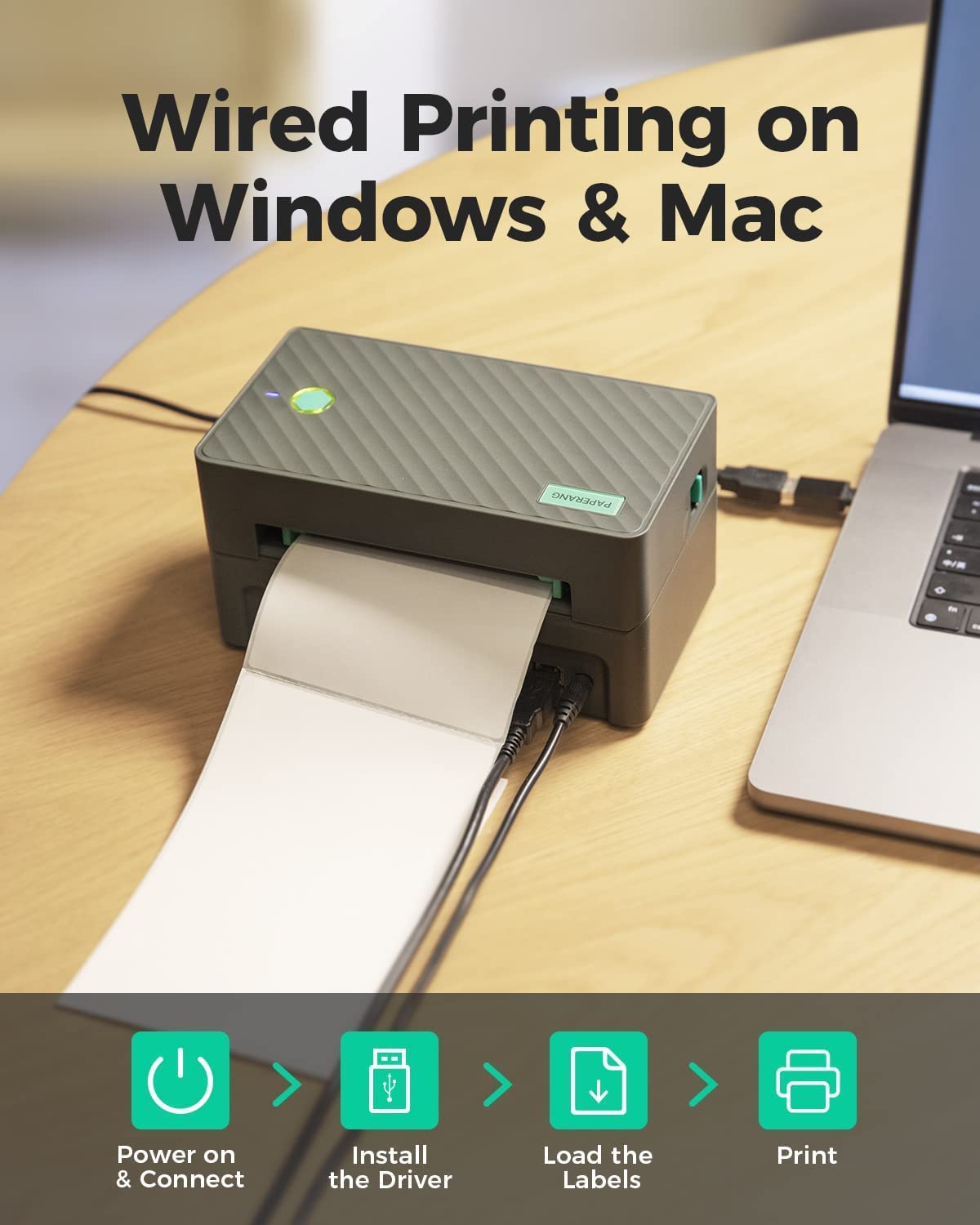 paperang Bluetooth Thermal Printer for Shipping Label (4 x 6 in), 203 DPI Portable Sticker Label Maker, Wireless Printing from iOS & Android Phone via App, Connect Mac & Windows OS with USB