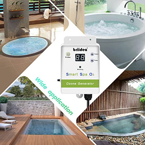 Spa Ozone Generator, Briidea Hi-Output Hot Tub Ozonator with Countdown Timer for Any Tubs or Spas, Chemical Free, Enjoy Your Comfortable Bath
