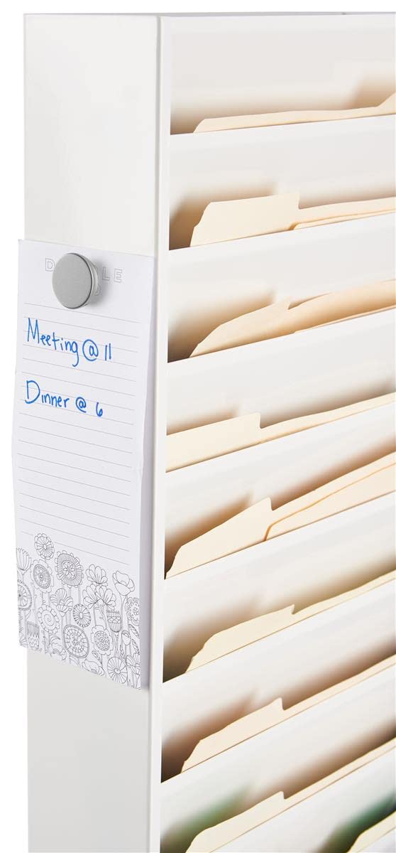 Displays2go File Holder Wall Mount, 11 Tiers, Letter Size, Magnet Receptive Steel - White (JMFF11WHT)