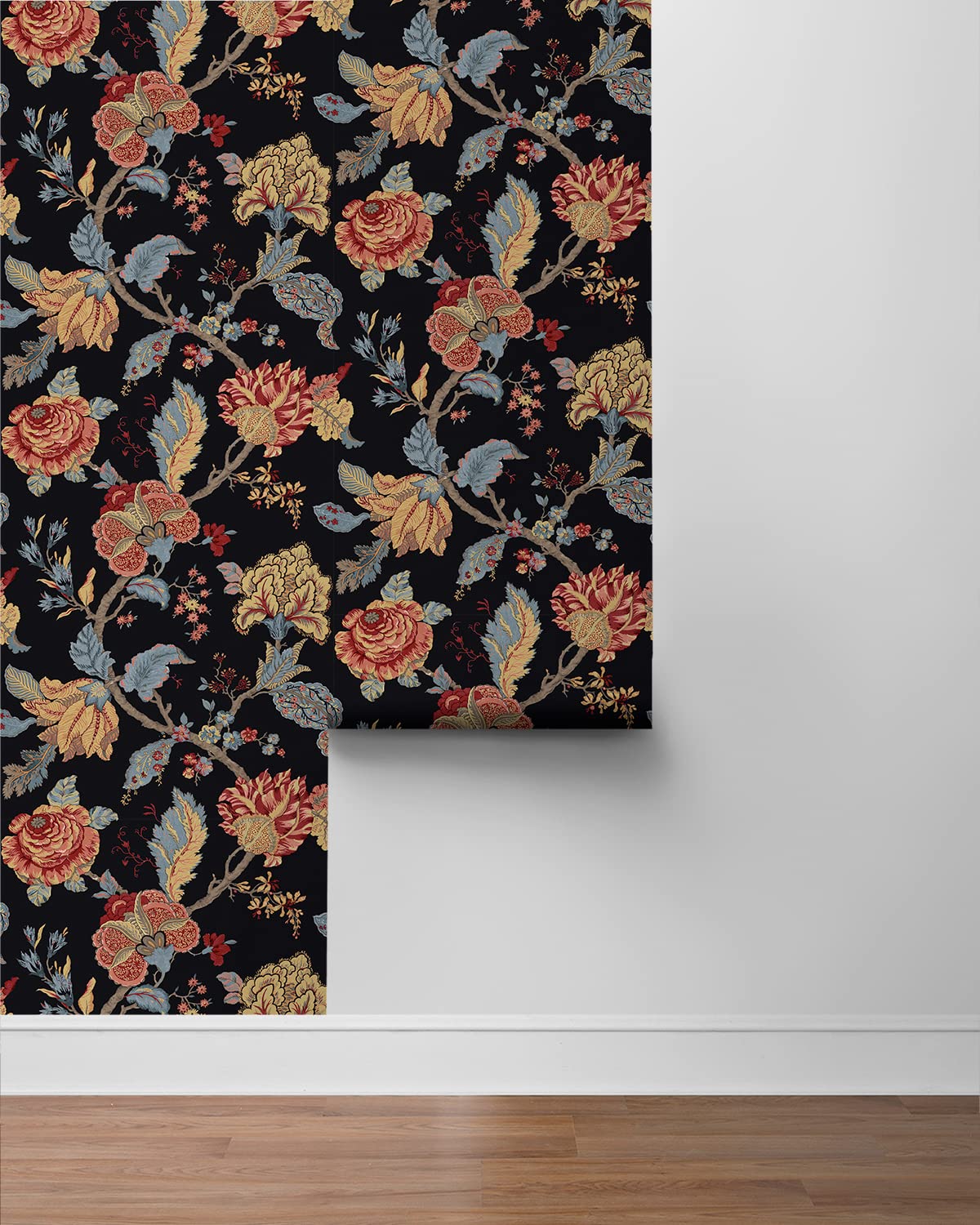 NextWall Kianna Jacobean Floral Peel and Stick Wallpaper (Parchment)