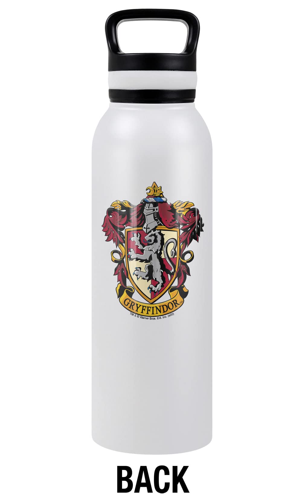 Harry Potter OFFICIAL Gryffindor Crest 24 oz Insulated Canteen Water Bottle, Leak Resistant, Vacuum Insulated Stainless Steel with Loop Cap, White