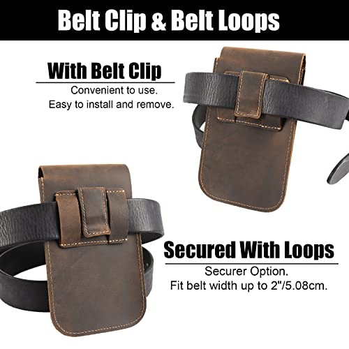 Topstache Leather Phone Holster,Samsung S22 Plus Belt Holder, Case for Belt,Universal Phone Pouch with Belt Clip for iPhone 13 Pro Max/14 Pro Max, Flip Cellphone Cases