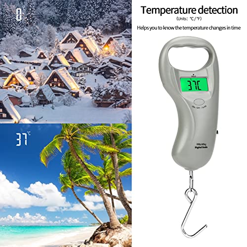 Digital Fish Scale Hanging Scale with Tape Measure,Temperature Display (° F/° C),Backlit LCD Display,110 lb/50 kg Portable Postal Scale,with Fish Lip Clip,Fishing Gifts for Men,Valentine's Day Gift…
