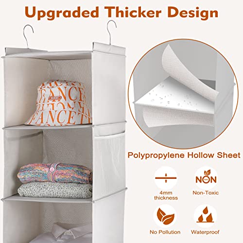 Vailando Hanging Closet Organizer 5-Shelf, Hanging Shelves for Closet with 4 Side Pockets, Linen, 11.8''W x 11.8''D x 47.2''H, Grey