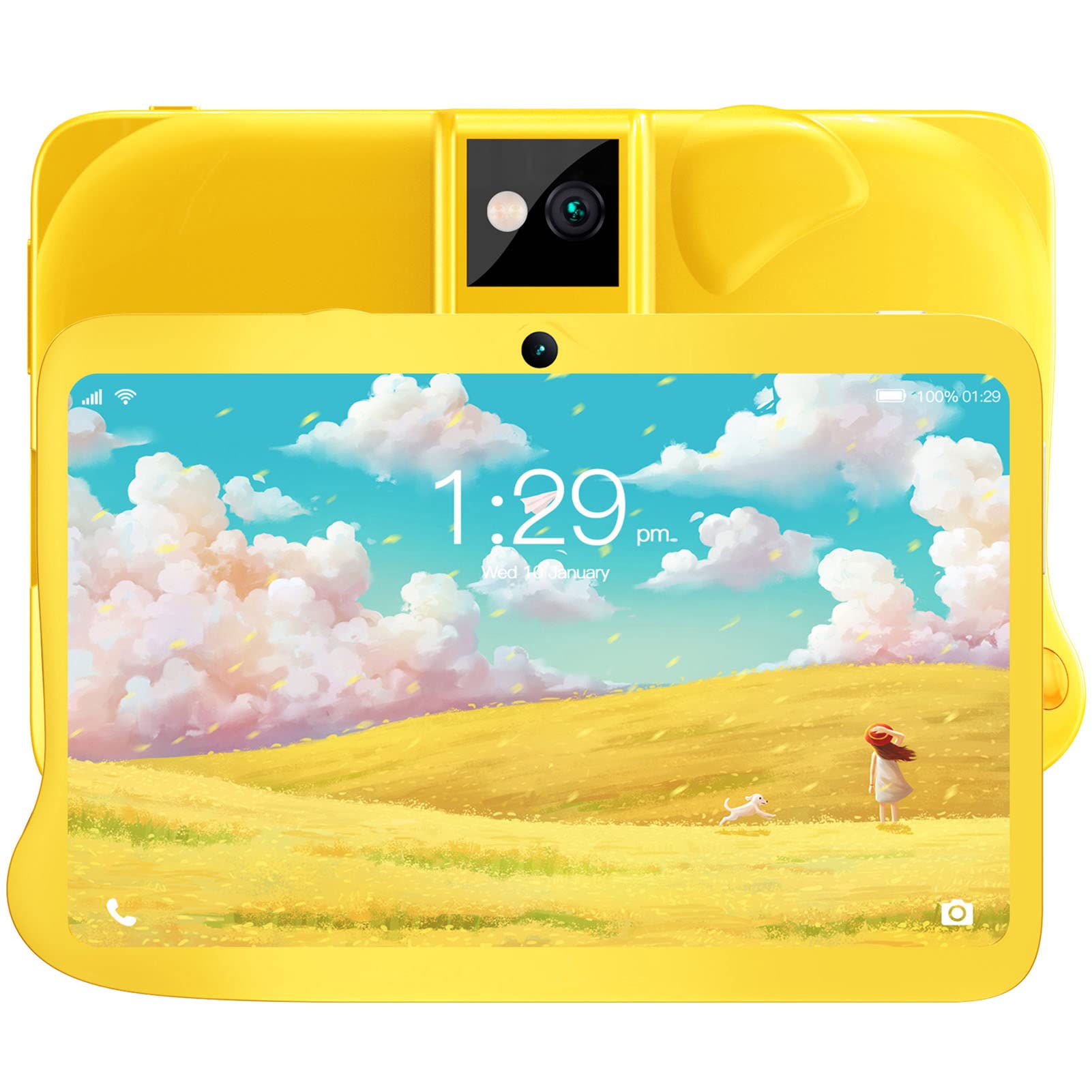 HD Tablet, 4GB 32GB Kids Tablet US Plug 100240V with Read Support for 10.0 (Yellow)