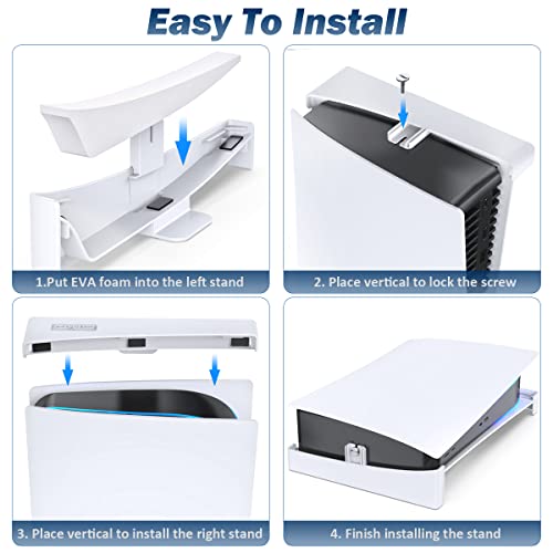 OIVO PS5 Horizontal Stand, PS5 Accessories Base Stand Compatible with Playstation 5 Console Disc & Digital Editions, Upgraded PS5 Desk Stand with Screw Fixing (White)