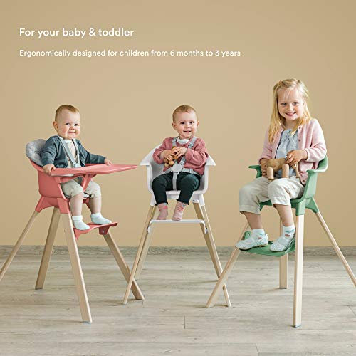 Stokke Clikk High Chair, White - All-in-One High Chair with Tray + Harness - Light, Durable & Travel Friendly - Ergonomic with Adjustable Features - Best for 6-36 Months or Up to 33 lbs