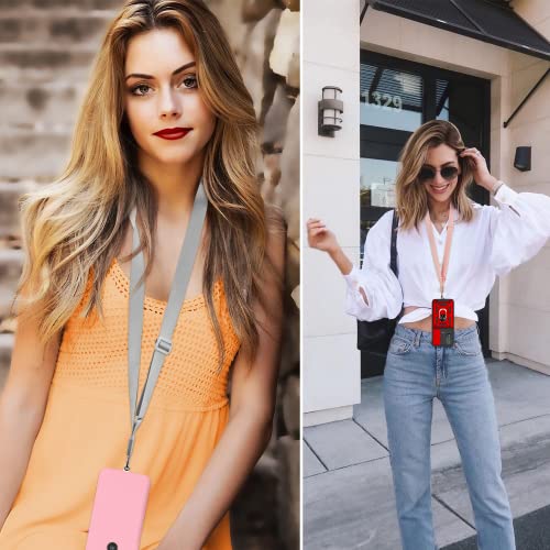 VAKS Phone Lanyard,Universal Adjustable Neck Straps with Phone Pads Phone Lanyard for Phone Case Keys ID Compatible with iPhone and Most Smartphones,2 Pack,Rose Gold/Grey