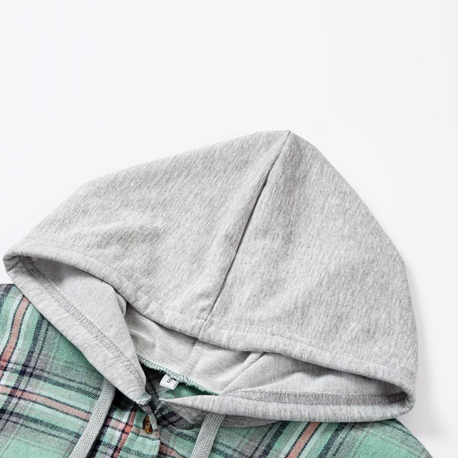 Flannel Shirts for Women with Hood Button Up Plaid Shirts Long Sleeve Drawstring Pullover Causal Loose Blouses