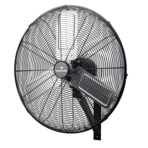 Tornado 24 Inch Pro Series High Velocity Oscillating Wall Mount Fan For Commercial, Industrial Use 3 Speed 7600 CFM 6.6 FT Cord UL Safety Listed
