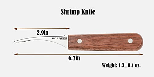 ROEDEER Shrimp Deveiner Knife,Sharp Stainless Steel Blade and Wooden Handle,Shrimp Deveining Tool,Butterfly Shrimp,Essential Tool for Home Kitchen (shrimp knife - I)