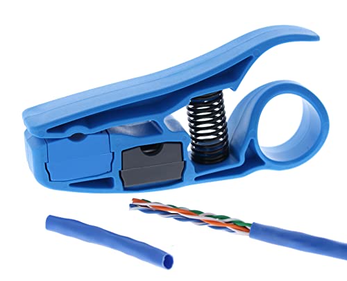 IDEAL Industries, Inc. 45-605 PrepPRO Coax/UTP Cable Stripper, Cable Stripping Tool for RG-59/RG-59 Plenum/RG-6/RG-6 Plenum/RG-6 Quad/RG-6 Quad Plenum, Blue, 1 Coax Stripper,Gray