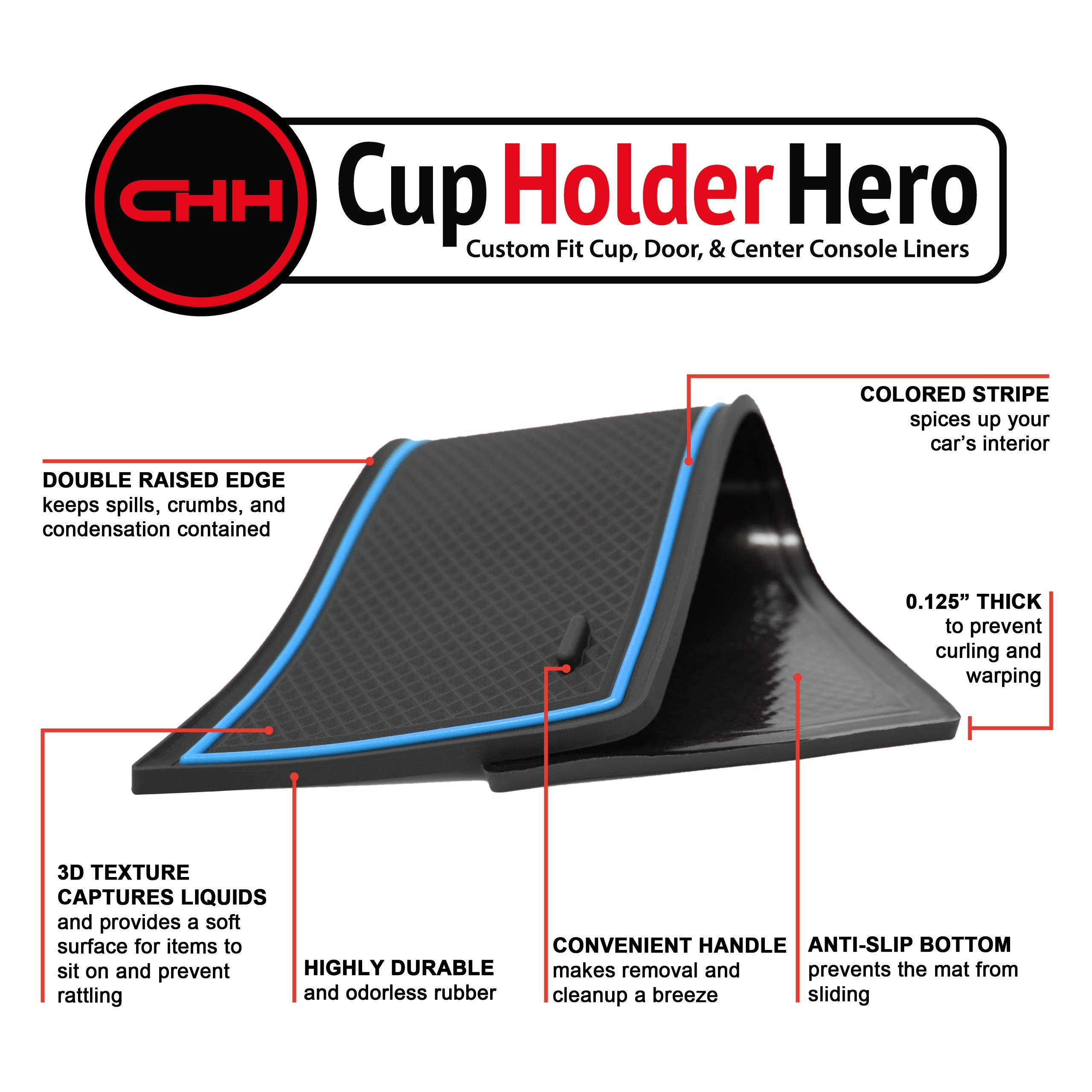 CupHolderHero fits Chevy Blazer Accessories 2019-2023 Premium Custom Interior Non-Slip Anti Dust Cup Holder Inserts, Center Console Liner Mats, Door Pocket Liners 19pc Set (Gray Trim)