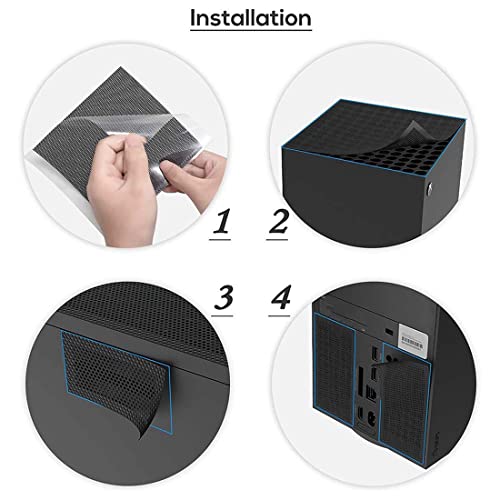 Dovrson for Series X, Dust Filter Cover Mesh Cooler Filter Dust-Proof Cover with 4 Thump Grip Caps- 1 Pack