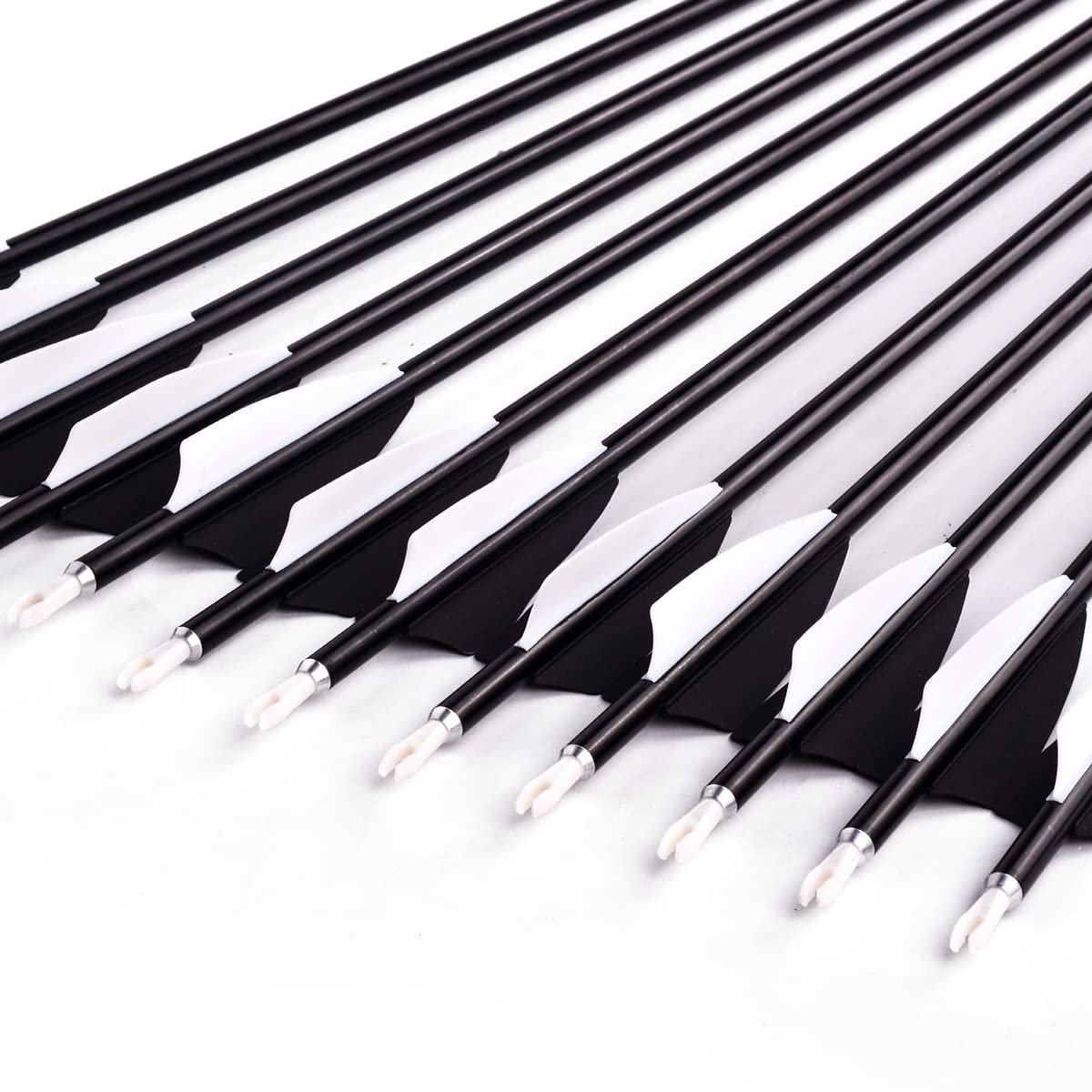 CUPID 7.6mm 31" Aluminum Arrows Target Practice Hunting Arrows Spine 450 with Removable Tips for Compound & Recurve Bow(Pack of 12) (Black)