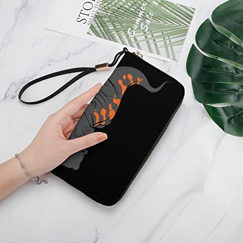 FunnyStar The Fierce Dinosaur Women's Long RFID Hand Wallet Wristlet Clutch Purse PU Leather Handbag with Wrist Strap